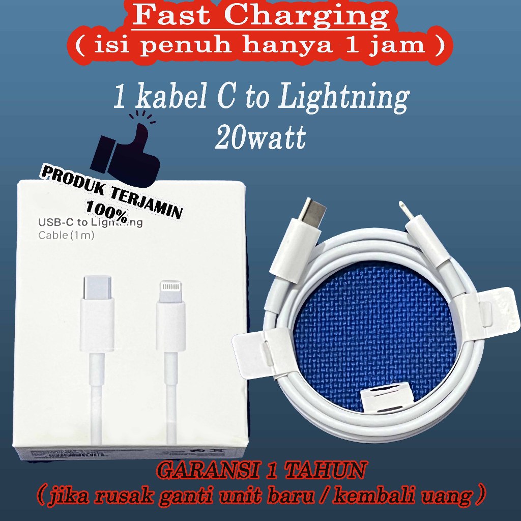Jual Kabel Cas Iphone 20w Fast Charging Grade A+ USB type C to C & C to ...