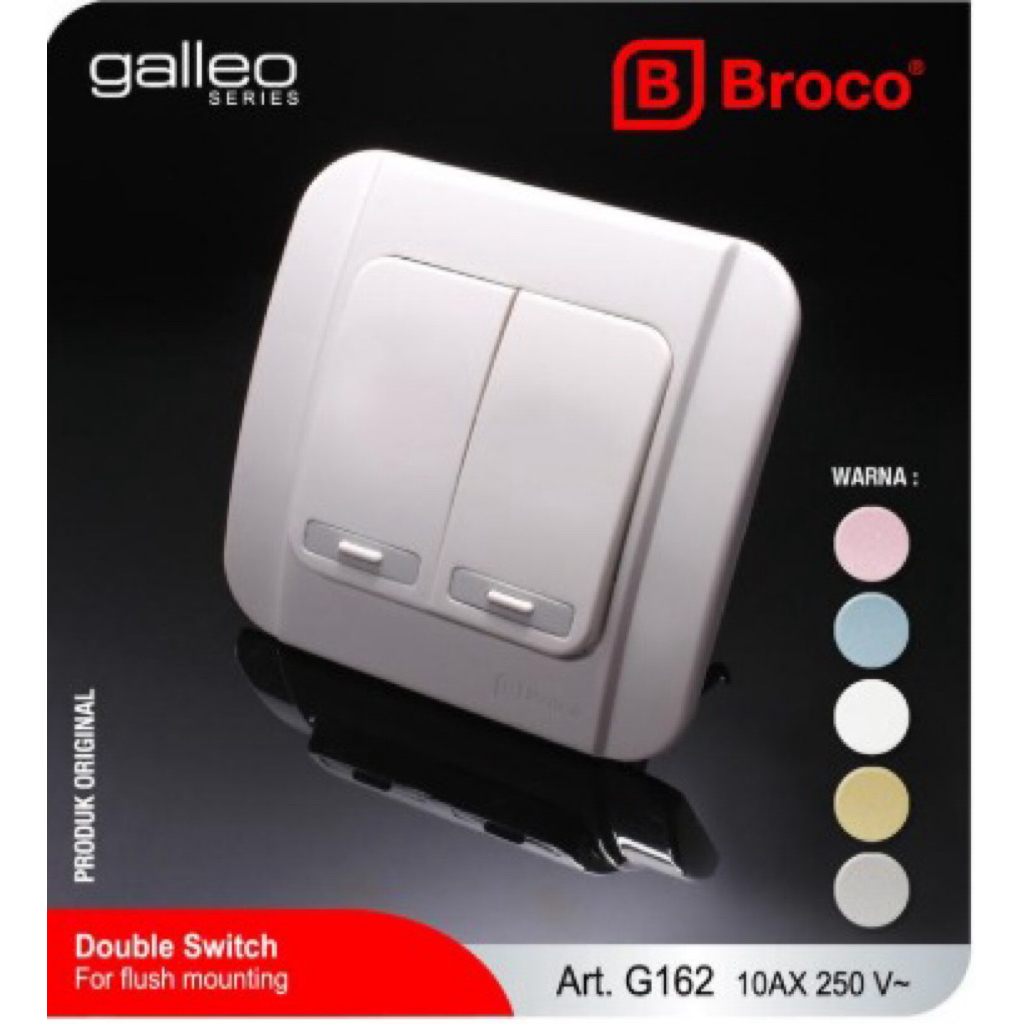 Jual Broco Saklar Seri Double Switch G162-55S Putih Snow White | Shopee ...