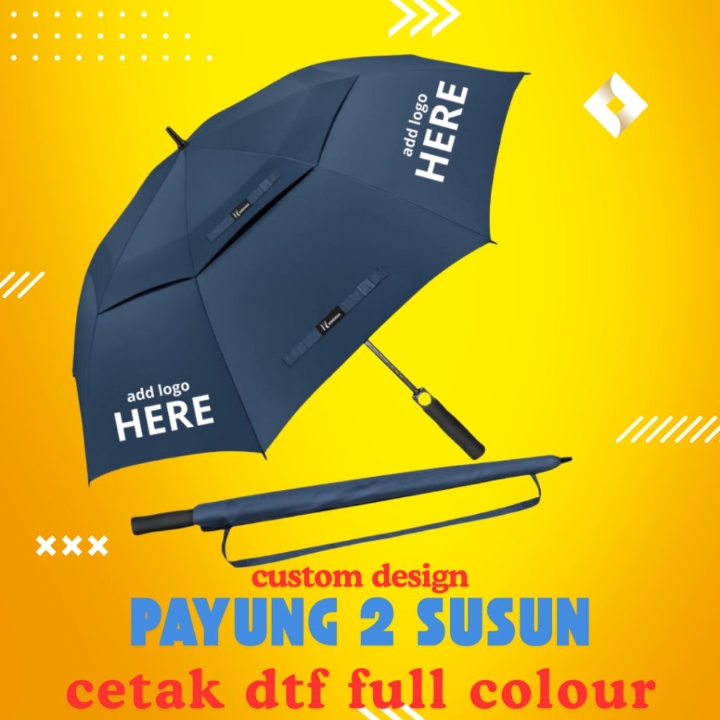Jual Payung Golf 2 Susun Custom Logo Desain Bebas 4 Sisi Personalisasi ...