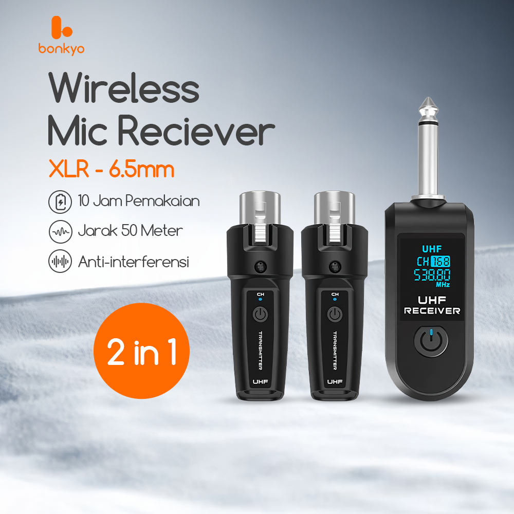 Jual Bonkyo UHF XLR RECEIVER Adapter System Wireless Microphone ...