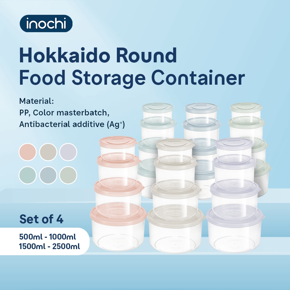 Jual Inochi Hokkaido round food storage container set 4 | 500 - 1000 ...