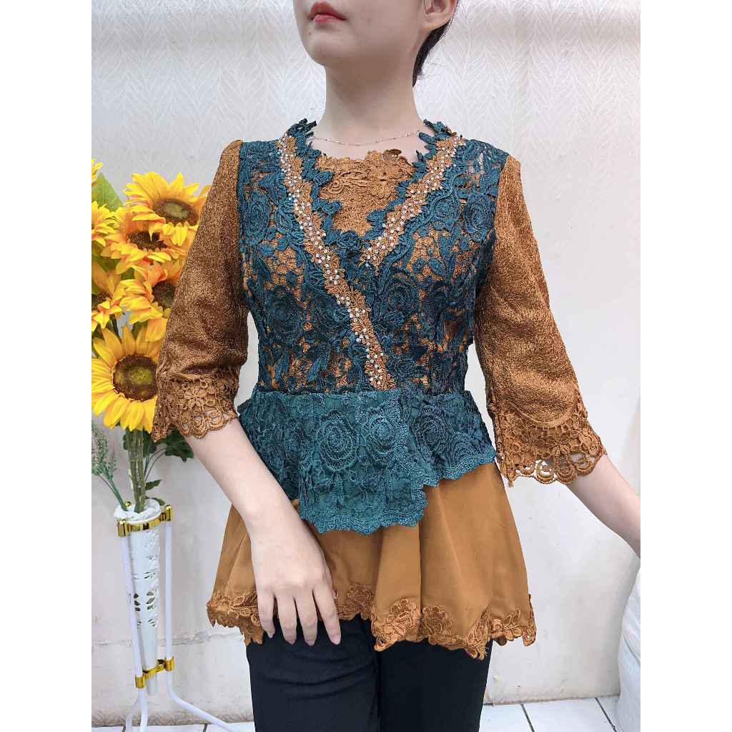 Jual ATASAN BROKAT/ATASAN WANITA FULL BROKAT/LENGAN 3/4 MODEL BARUU ...