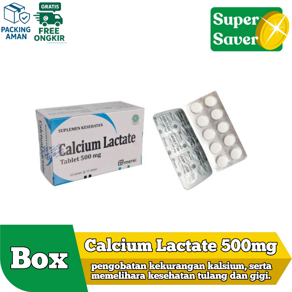 Jual Calcium Lactate Tablet 500mg 100 tablet /Box | by Mersi - Untuk ...