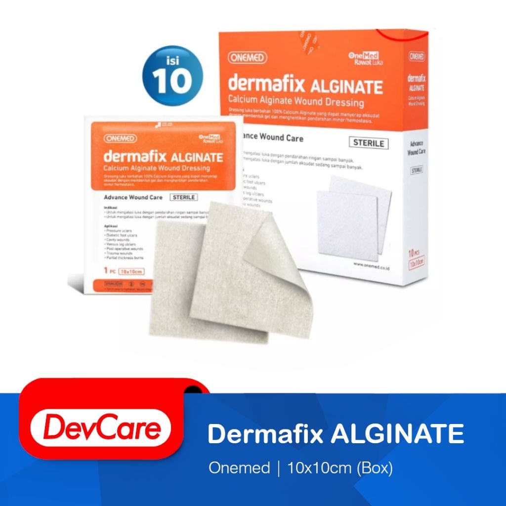 Jual Dermafix Calcium Alginate Wound Dressing Luka 10x10cm ONEMED Box ...