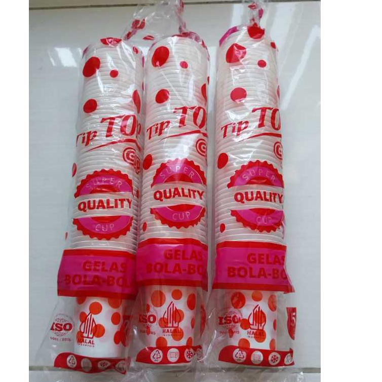 Jual Gelas Plastik BOLA-BOLA / Gelas POLKADOT Merah / Gelas Cup Plastik ...