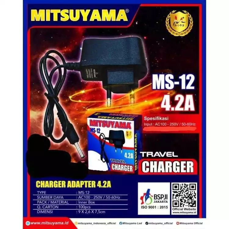 Jual Adaptor Charger 4.2V MS 12 Mitsuyama Jek Kecil/Travel Charger ...