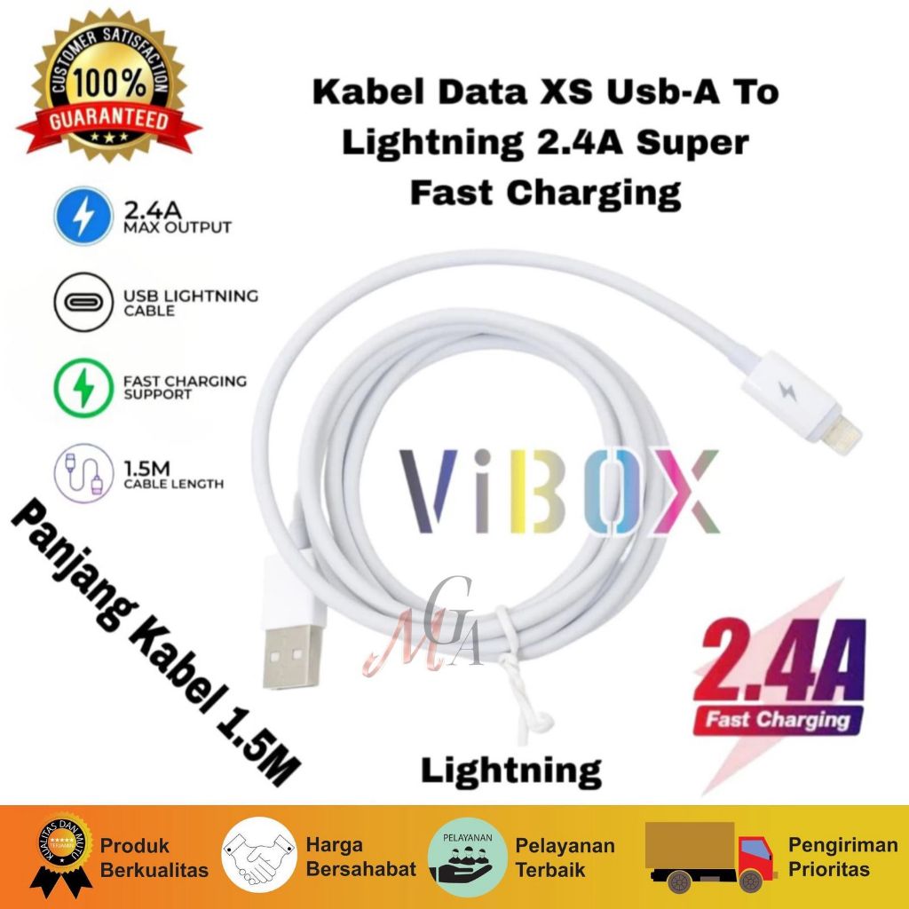 Jual MGA - Kabel Data Usb Lightning Comptible For Iphone XS 6 7 11 12 ...