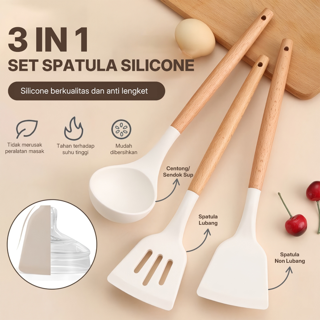Jual Mullen Spatula Silikon Kuat Alat Masak Tumis Goreng - Spatula Set ...