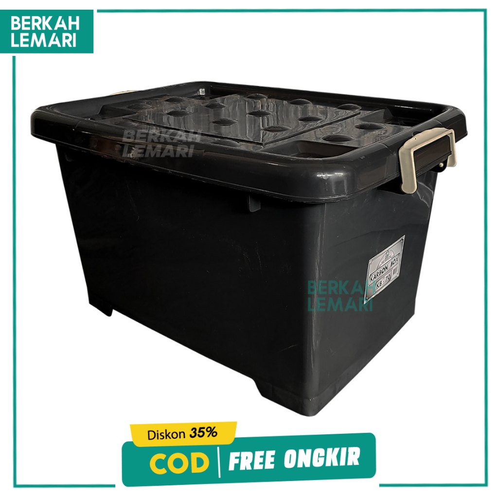 Jual [PROMO] Container Box Plastik Hitam KB 70 Liter Kotak Penyimpanan ...