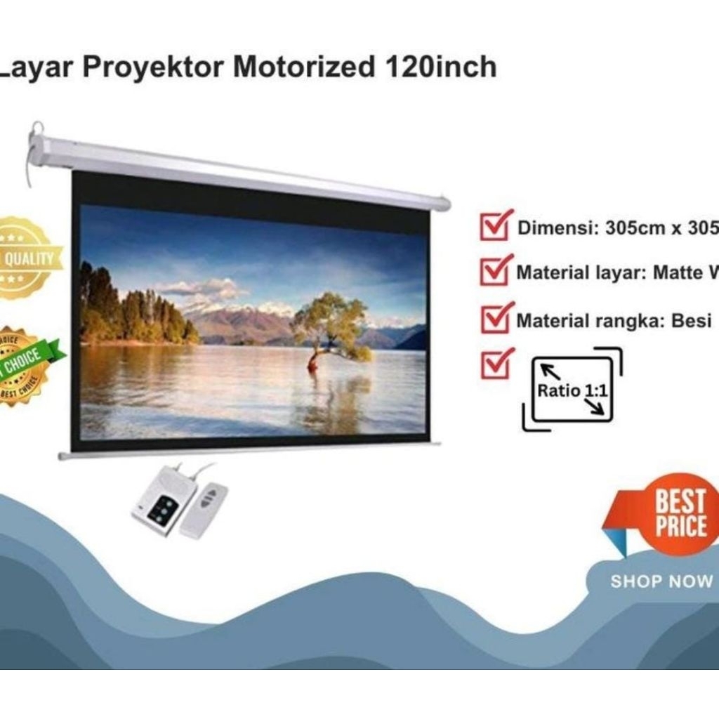 Jual Screen Projector Motorized 120" Inch - Layar Proyektor Otomatis ...