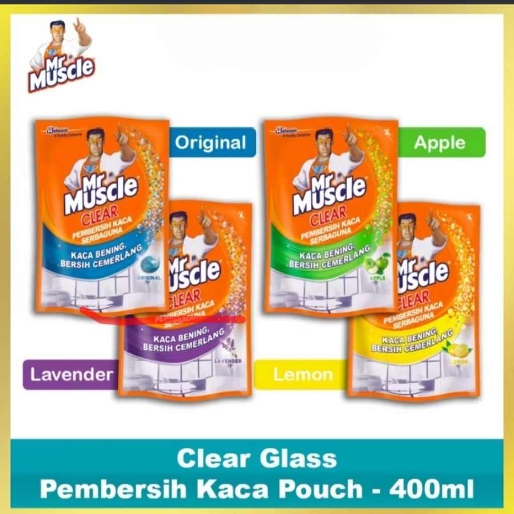 Jual MR Muscle Clear Glass Pembersih Kaca Serbaguna Pouch Refill 400ml ...