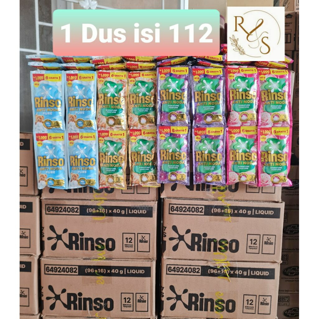 Jual 1 DUS RINSO ISI 112 SACHET KEMASAN 1000 DETERGEN LIQUID // PAKET ...
