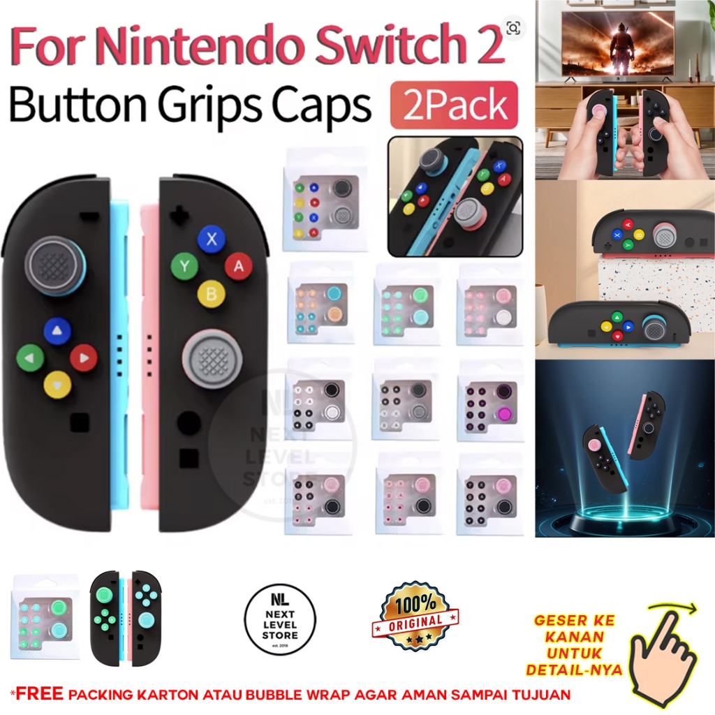 Jual Nintendo Switch 2 Set Joycon D-Pad ABXY Button Cover Thumb Grip ...