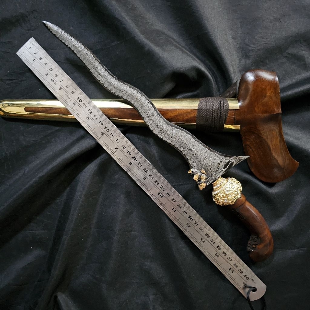 Jual Keris Patrem Singo Luk 5 Kinatah EMAS Pamor Untu Walang | Shopee ...