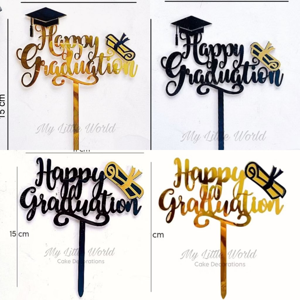 Jual Happy Graduation Cake Topper Akrilik Hiasan Hadiah Wisuda Tusukan ...