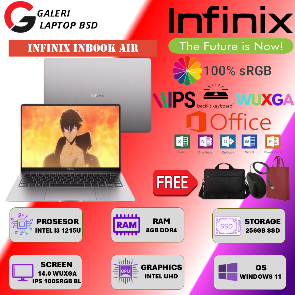 Jual Laptop Infinix Inbook Air Intel i3 1215U Ram 8GB 256GB Ssd 14 ...