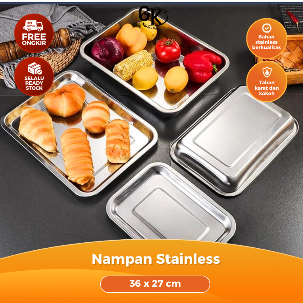 Jual Nampan stainless persegi / nampan baki stainless / baking tray ...