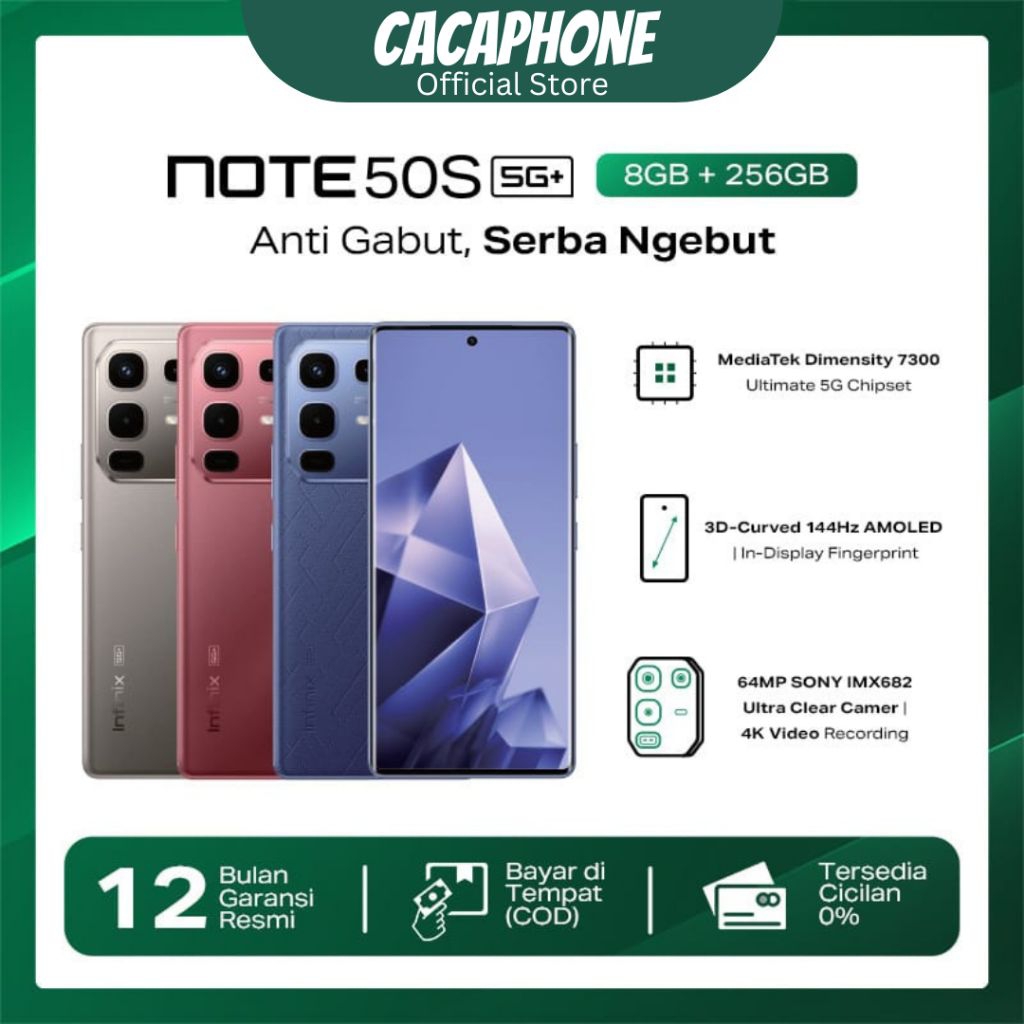 Jual Infinix Note 50S 5G+ 8/256GB - Up to 16GBExtended RAM - Dimensity ...
