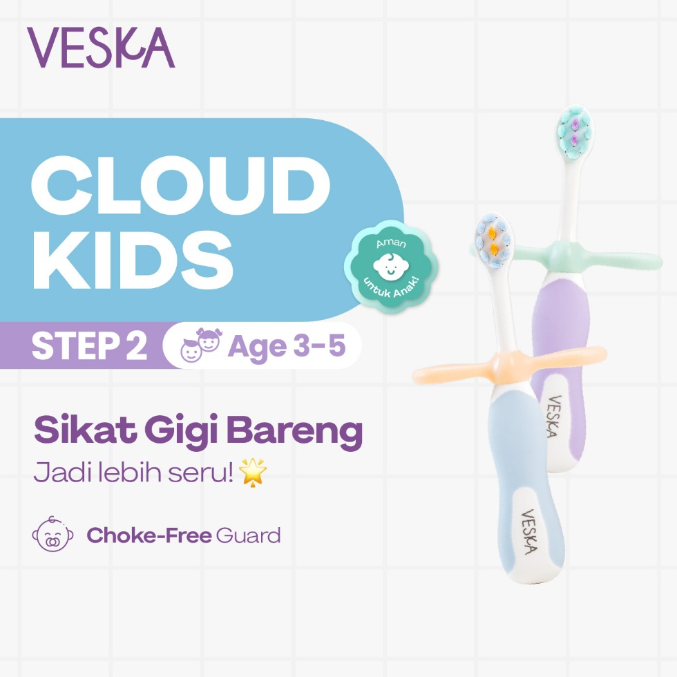 Jual VESKA by LEKA - Cloud Kids Step 2 - Sikat Gigi Anak Lembut Usia 3 ...