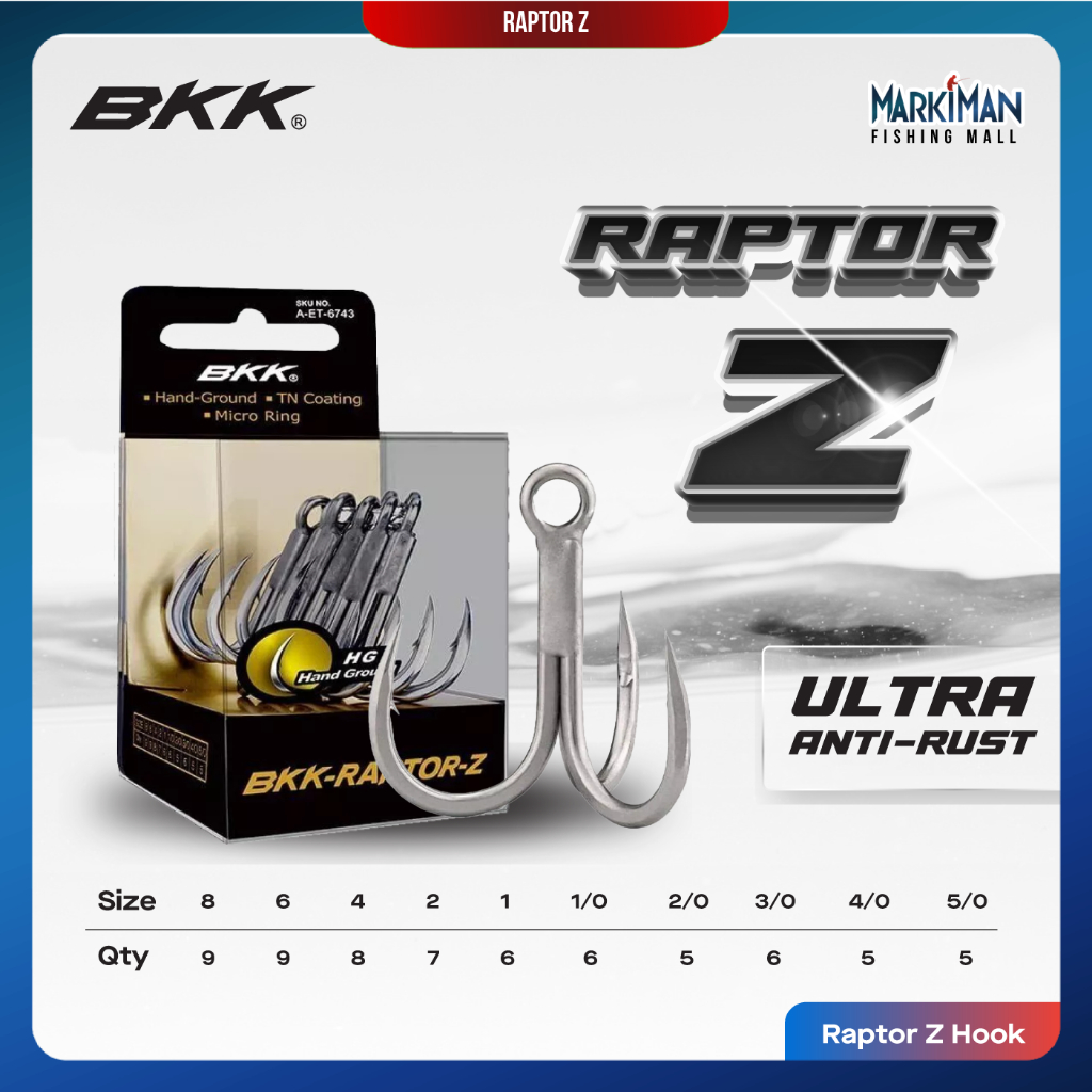 Jual BKK Raptor Z Hook Trebel Kail Pancing Size 1, 2, 4, 6, 8, 1/0, 2/0 ...
