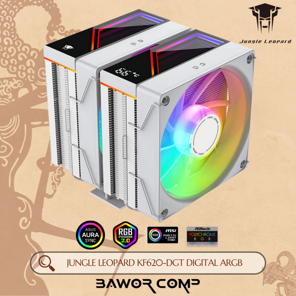 Jual JUNGLE LEOPARD KF620-DGT DIGITAL ARGB White 6 Heatpipe | HSF CPU ...