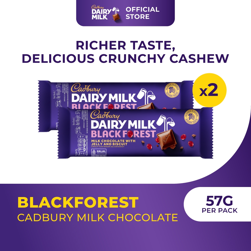 Jual Cadbury Dairy Milk Chocolate Black Forest Regular 57g Untuk ...