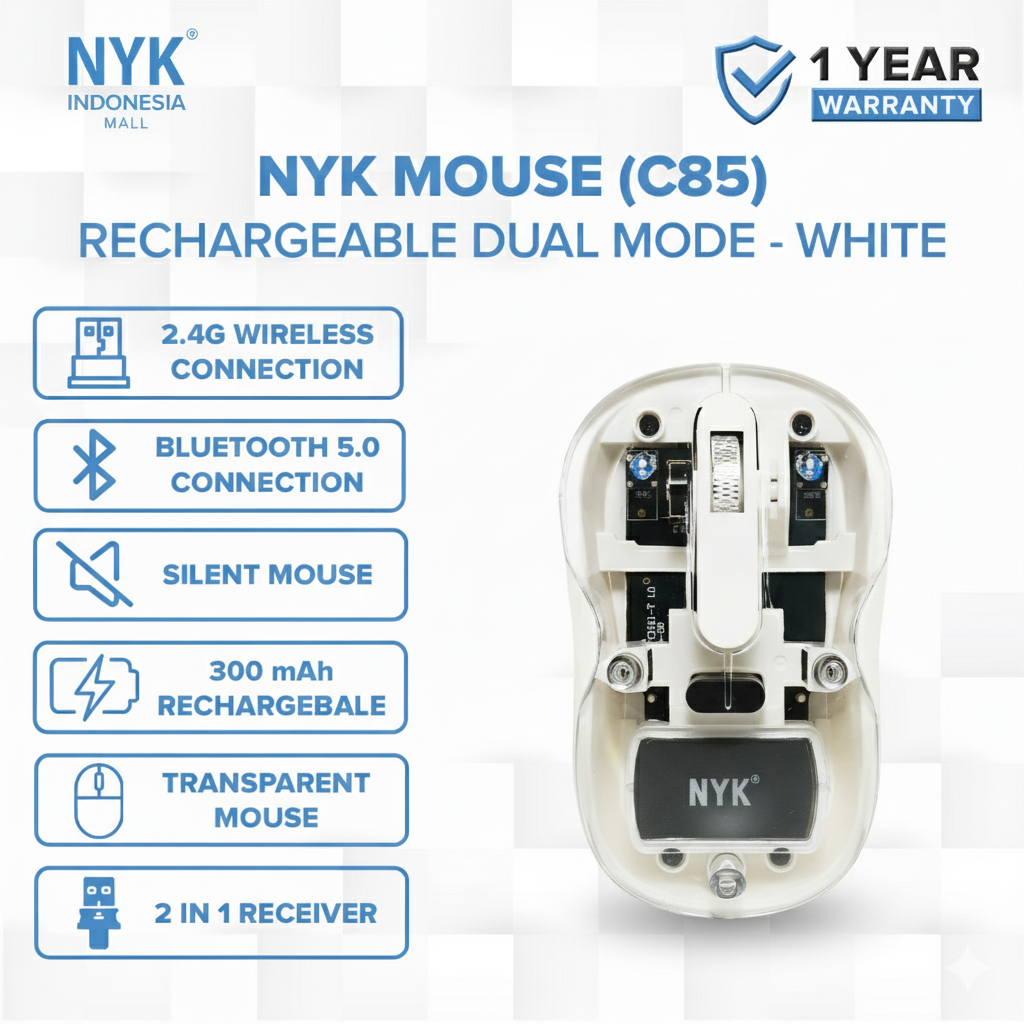 Jual Mouse NYK C85 Dual Mode Rechargeable Wireless Silent Optical ...