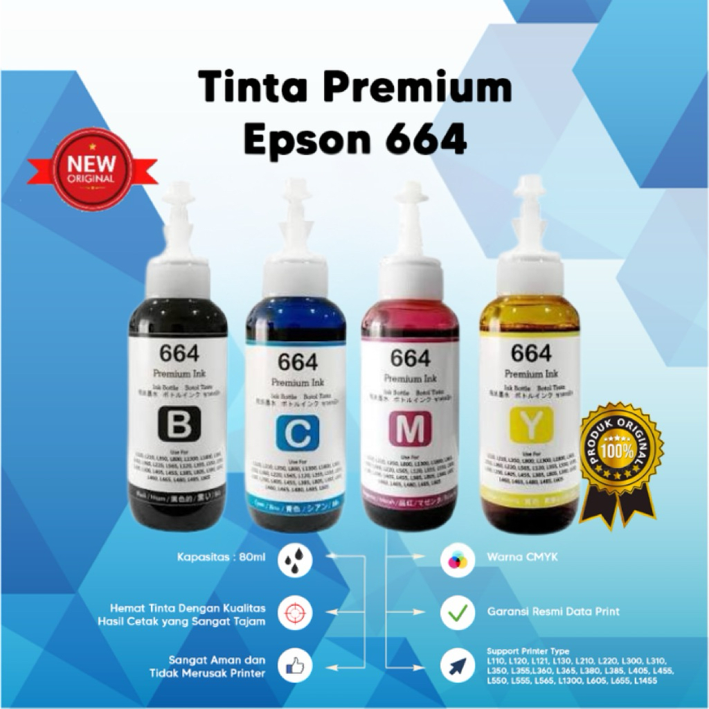 Jual Tinta Epson 664 Premium L100 L110 L300 L310 L120 L121 L200 L210 ...