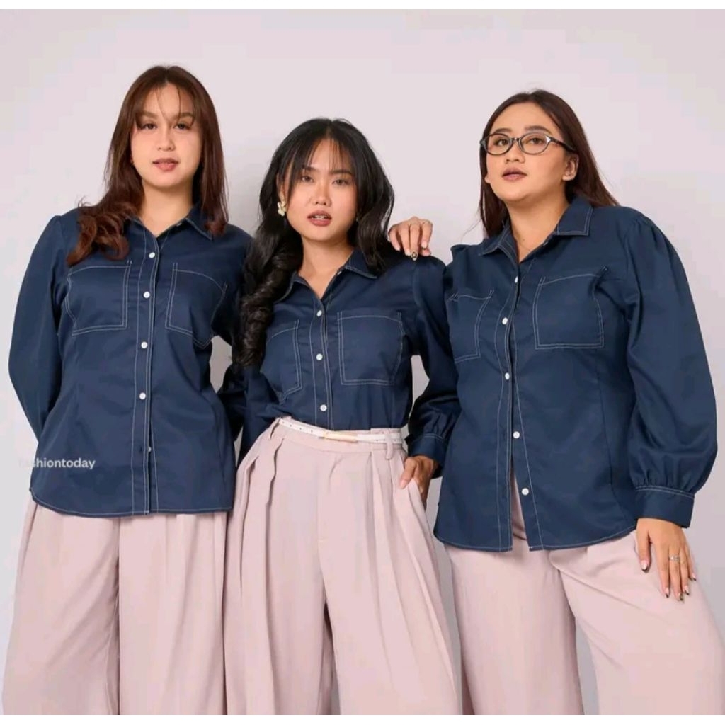 Jual Leni Shirt by Fashiontoday Alice Norin (NEW, Midnight Blue M ...