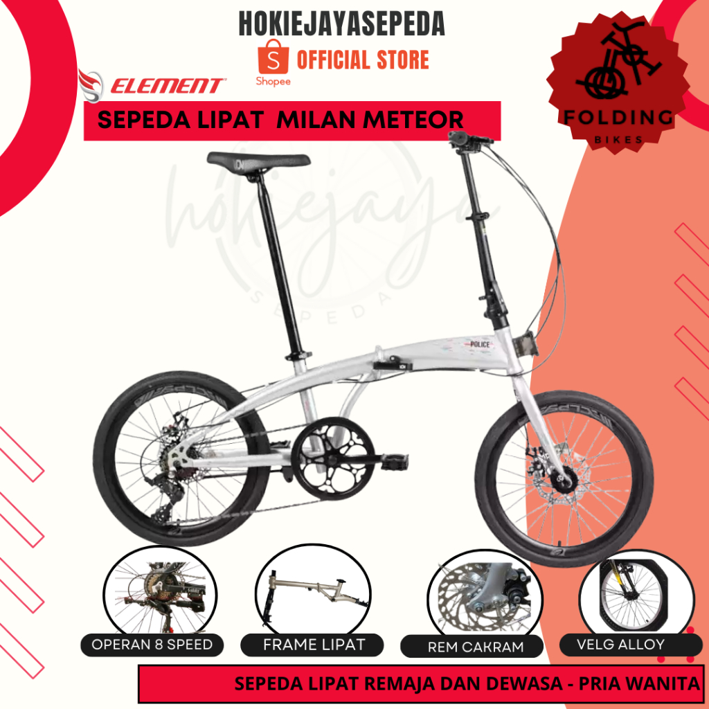 Jual Sepeda Lipat 20" ELEMENT POLICE MILAN METEOR - 8 SPEED - DISC ...