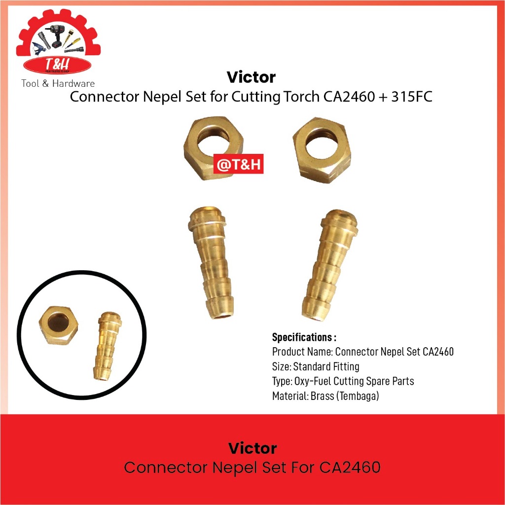 Jual Victor Connector Nippel Set Cutting Torch CA 2460 + Handle 315 FC ...
