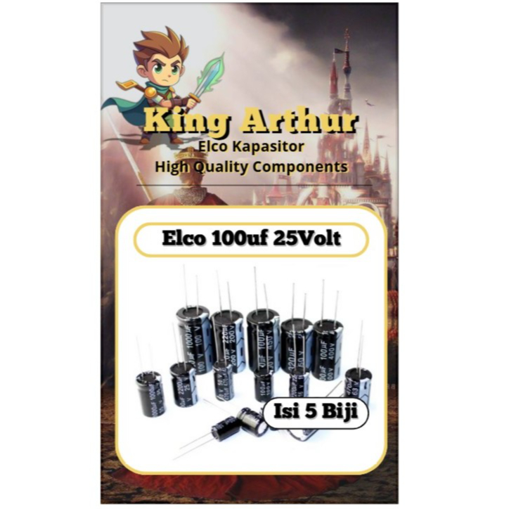 Jual King Arthur Elco 100uf 25Volt Kapasitor High Quality Isi 5 Biji ...