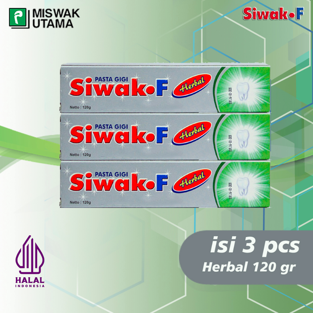 Jual Pasta Gigi Siwak F Herbal 3x120 Gram Halal Toothpaste | Shopee ...