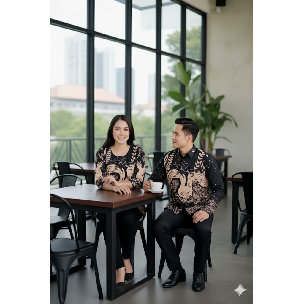 Jual Batik Couple Modern Elegan - Motif Angsa Premium – Hitam Gold ...