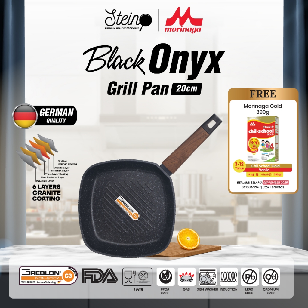 Jual STEIN Onyx Grill Pan (Panci Granite Pemanggang)- 20cm | Shopee ...