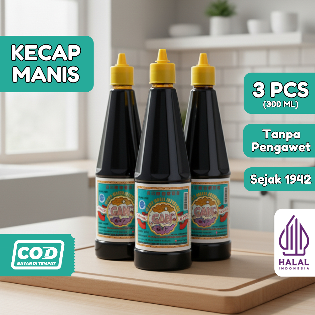 Jual KECAP GAN – Kecap Manis Halal Alami 300ml - 3pcs | Legendaris Khas ...