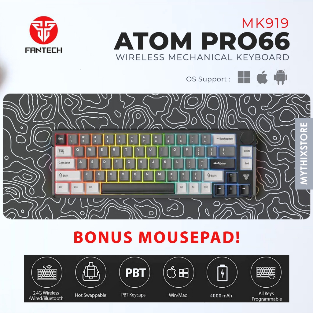 Jual Fantech ATOM PRO66 Wireless Keyboard Gaming Mechanical Hotswap ...