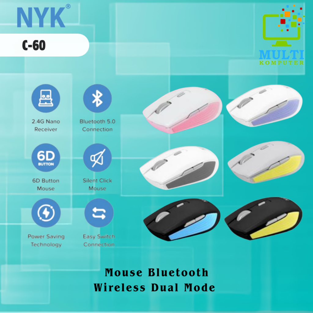 Jual NYK C60 Mouse Bluetooth Wireless Dual Mode Garansi 1 Tahun ...
