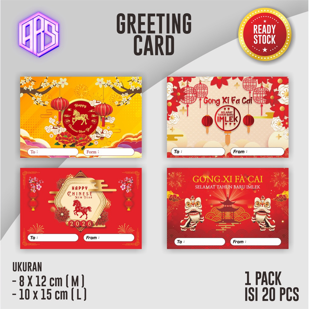 Jual (20pcs) Greeting Card Imlek 2026 CNY Kartu Ucapan Chinese New Year ...
