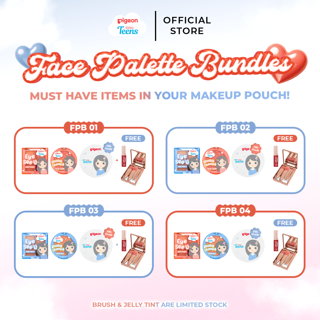 Jual (ISI 4) Pigeon Teens Face Palette Bundles |Bundle Makeup Remaja ...