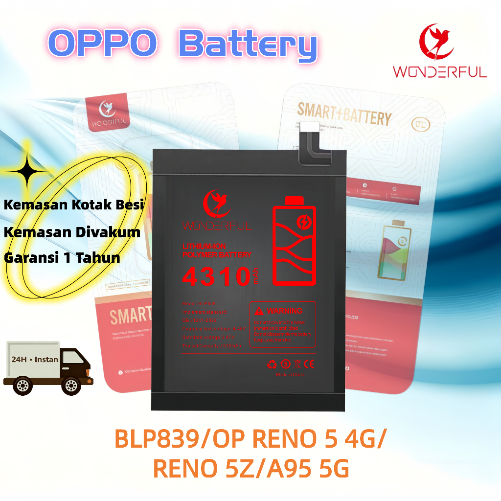 Jual ( Wonderful )Baterai OPPO BLP839/OP RENO 5 4G | Shopee Indonesia