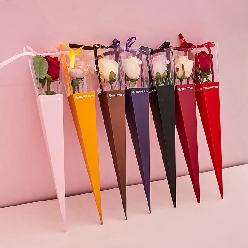 Jual 10 Pcs Single Rose Bouquet Box Mawar Cone || 10 Pcs Rose Box ...