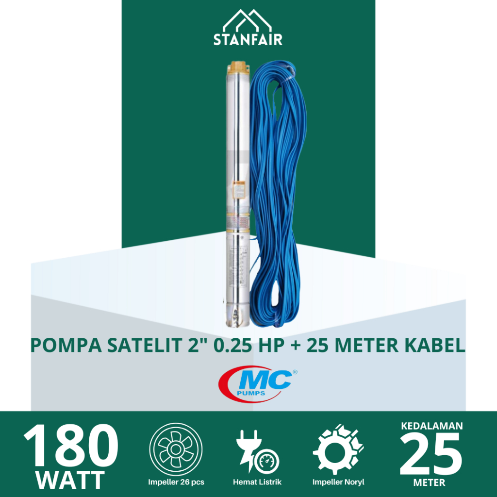 Jual Mc Pumps Pompa Satelit 2 Inch 0.25 HP + Kabel Biru / Pompa ...