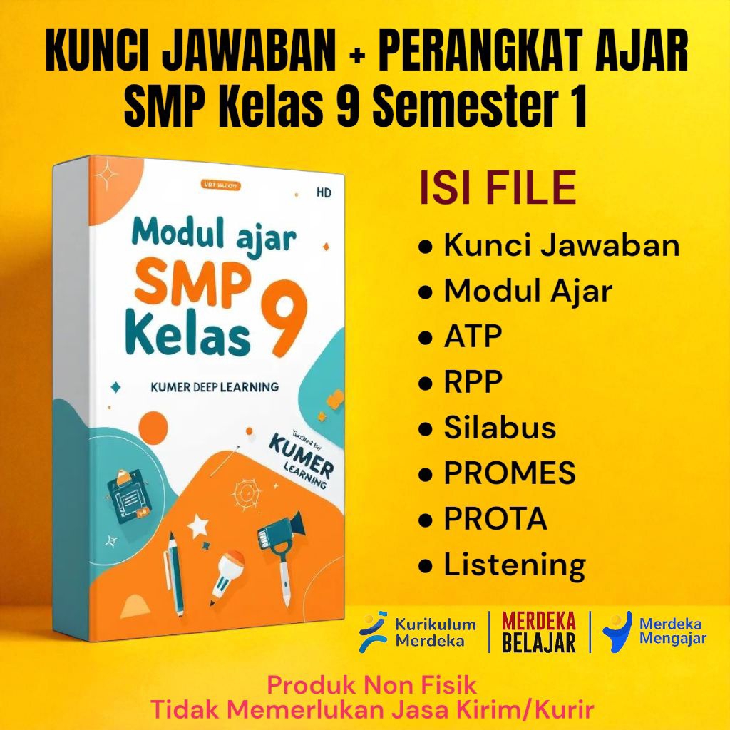 Jual Kunci Jawaban + Perangkat Ajar SMP KLS 9 Smester 1 Kumer Terbaru CP 2025-2026 (Deep ...