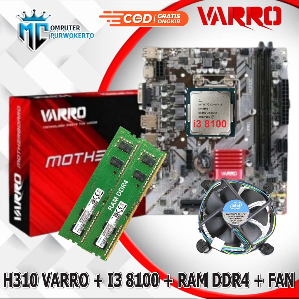 Jual Paket Mainboard Motherboard Mobo H110 New LGA 1151 dengan Processor Intel Core i3 8100 Gen ...