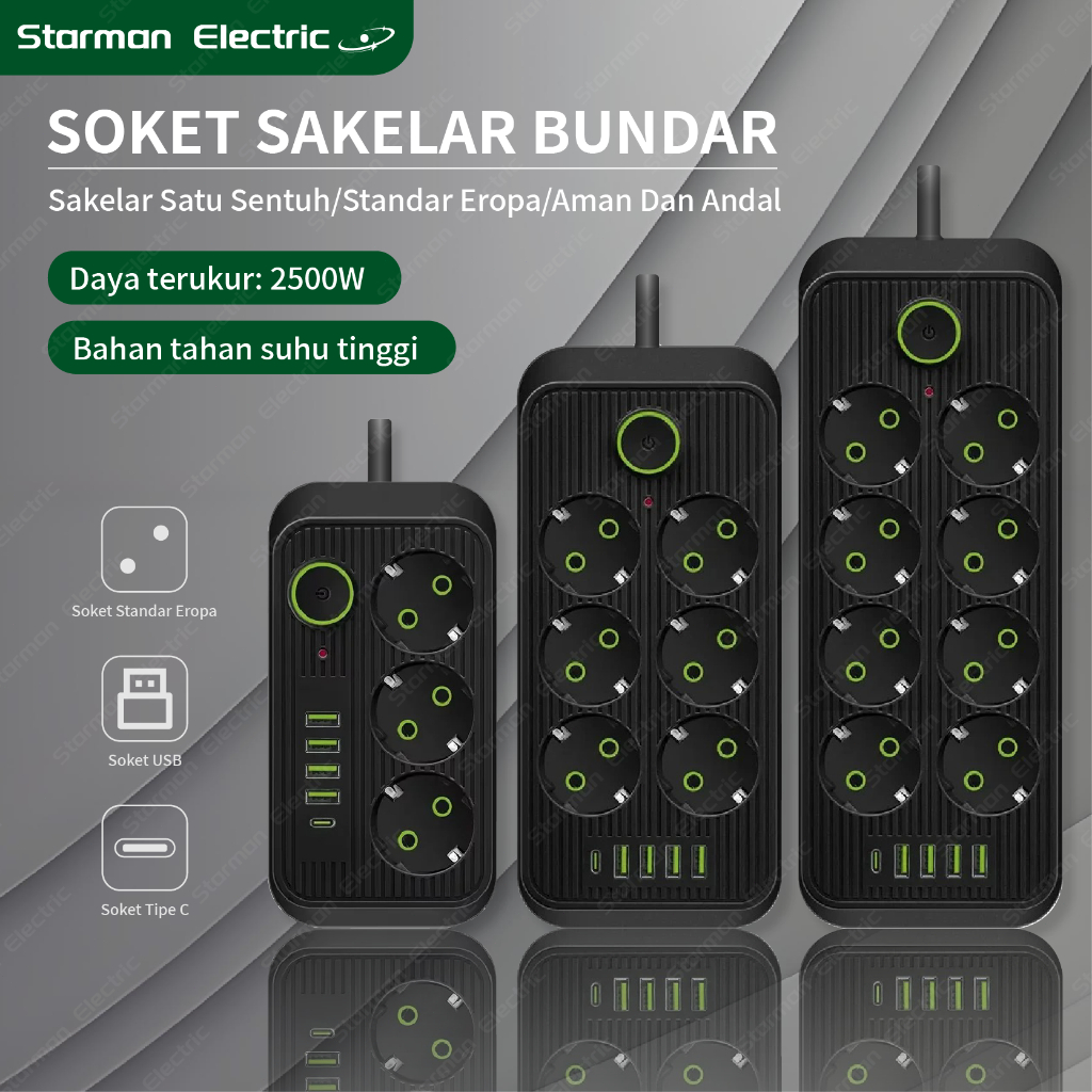 Jual 2500W Stop Kontak USB Kabel Serbaguna Multiguna Panjang 2 Meter ...
