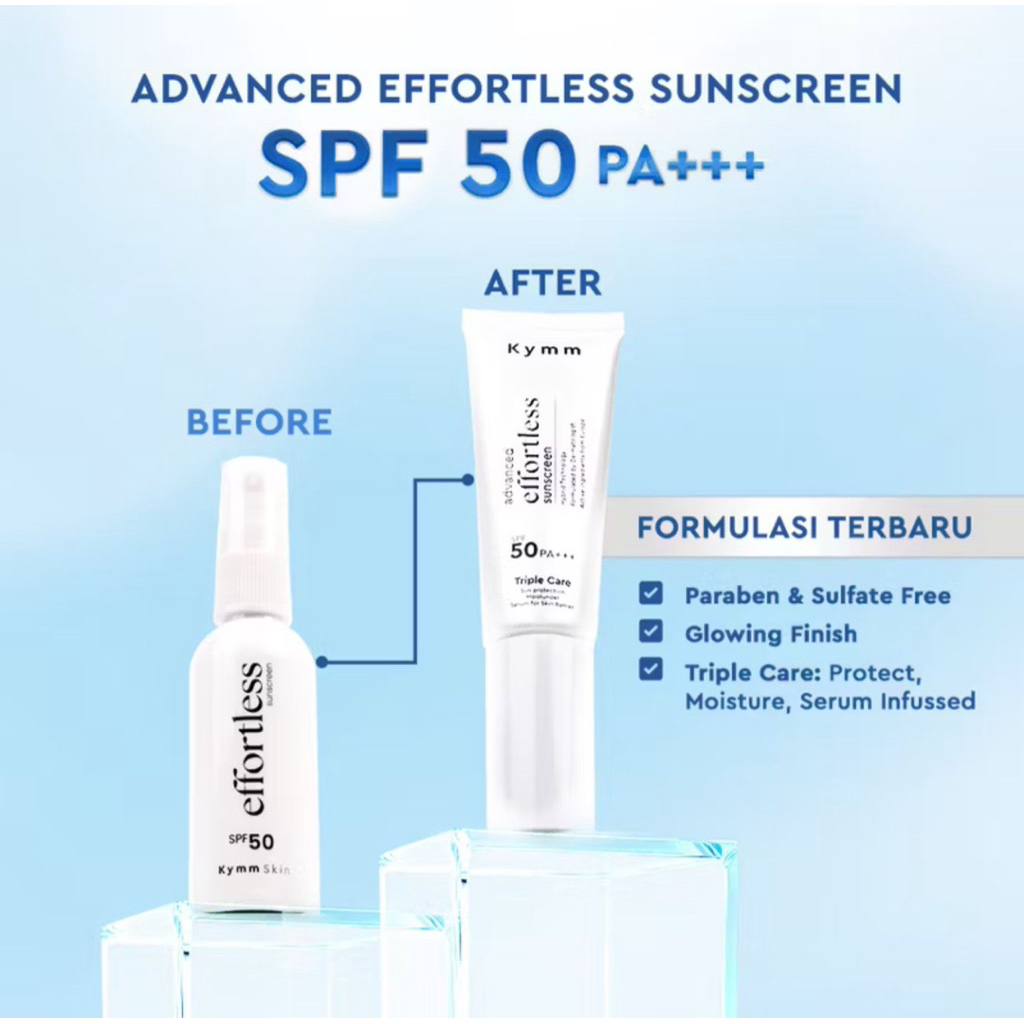 Jual KYMM SKIN Advanced Effortless Sunscreen SPF 50 PA+++ | Hybrid Glow ...