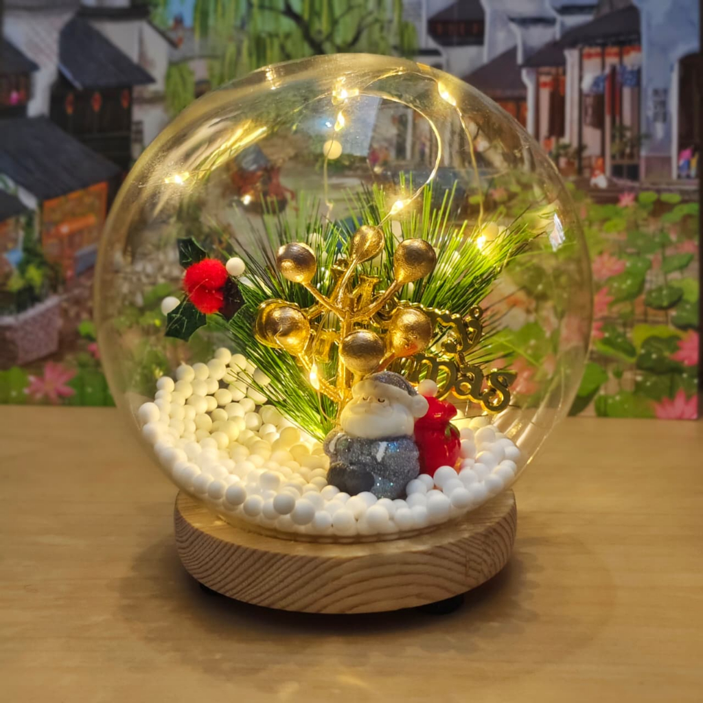 Jual Hiasan Natal Snow Globe Kaca dengan Lampu LED - Dekorasi Meja ...