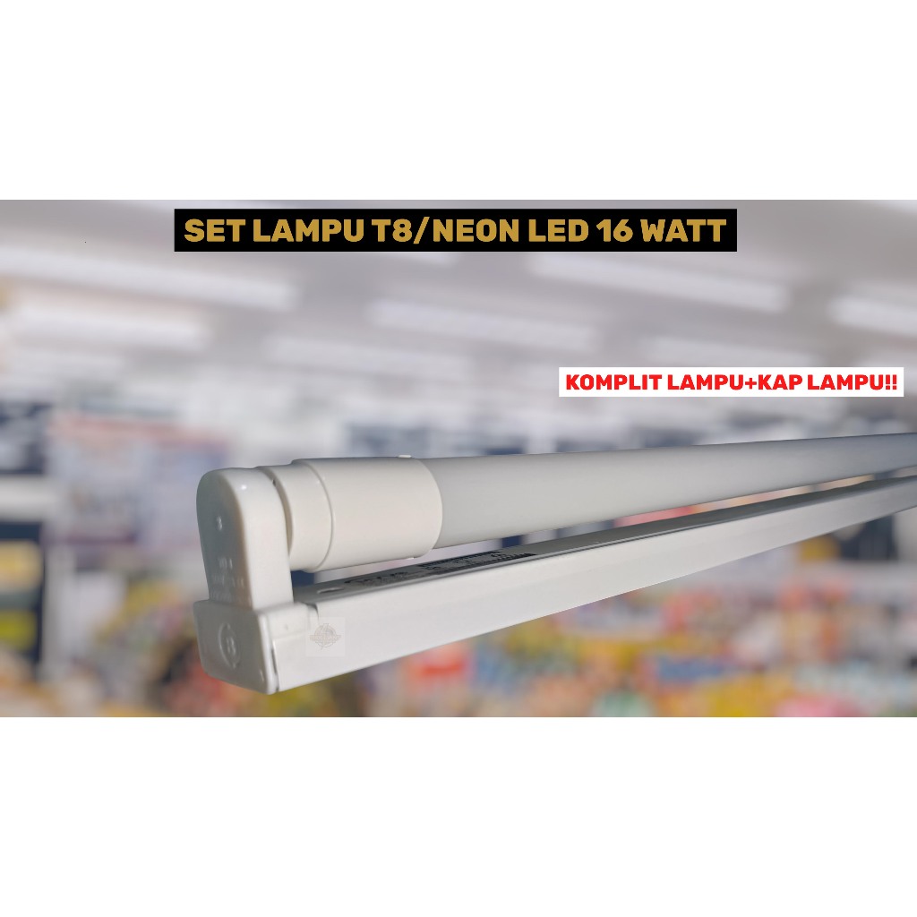 Jual Lampu Neon Panjang TL T8 16w+Kap 1Set 120Cm Komplit Sinar Putih ...