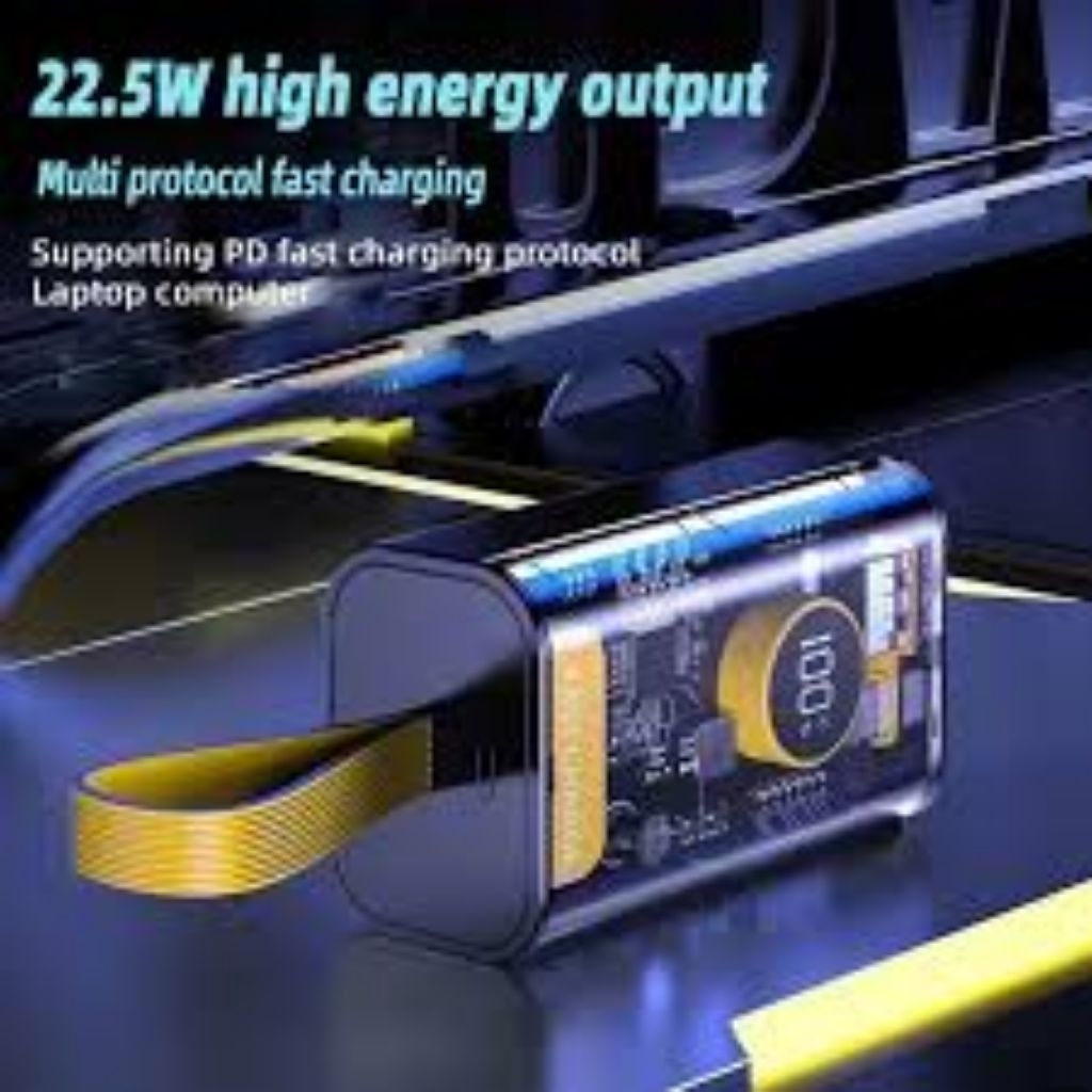 Jual Portable Transparent Power Bank 20000mAh Fast Charging PD 22.5W 5 ...